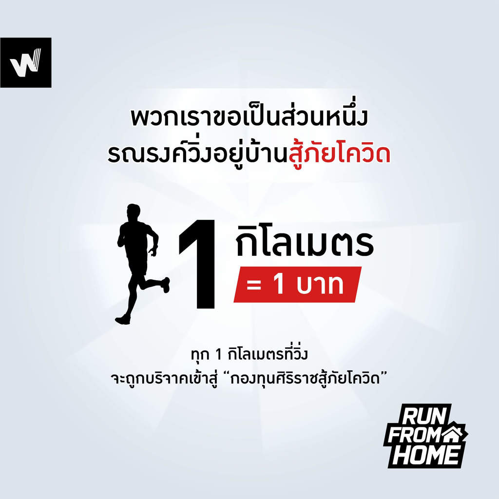Run From Home รณรงค์วิ่งอยู่บ้าน สู้ภัยโควิด by WIRTUAL | Eventpop