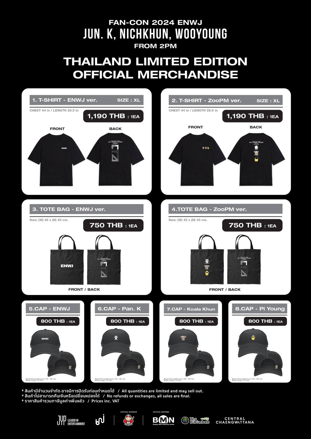 Merchandise of "JUN. K, NICHKHUN, WOOYOUNG (From 2PM) Fan-Con 2024 ...