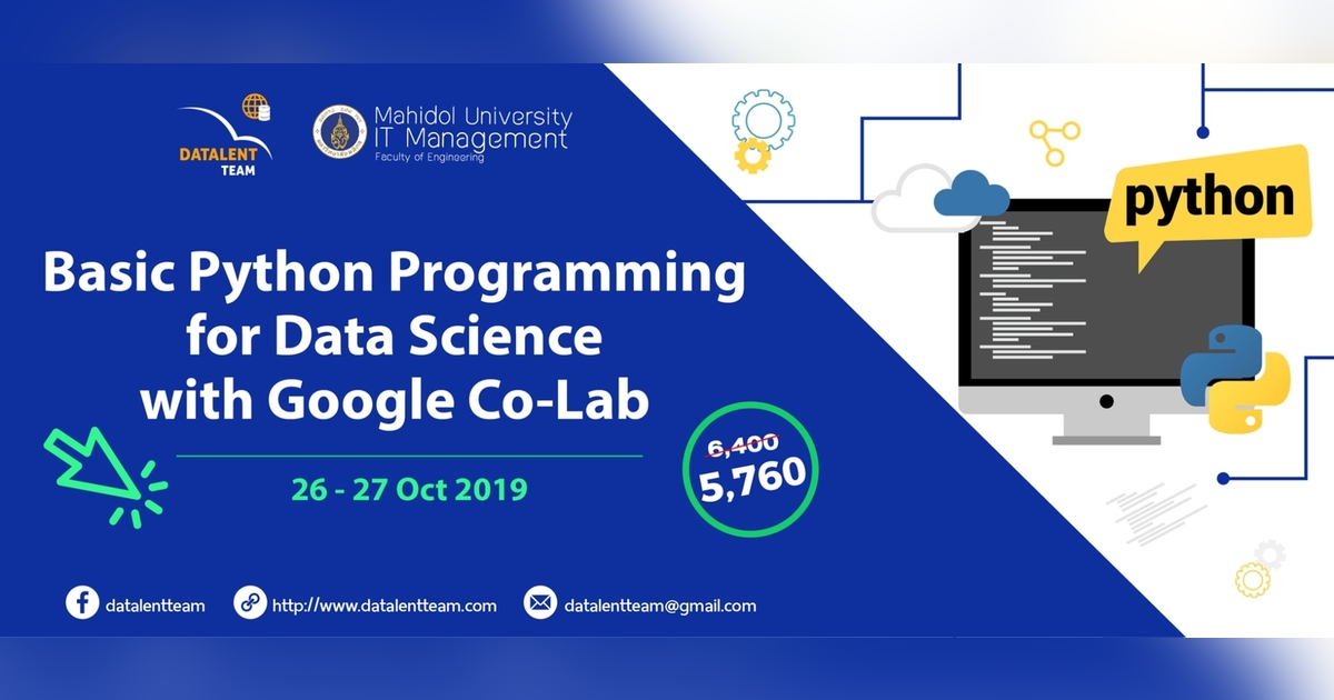 Basic Python Programming for Data Science with Google Co-Lab | Eventpop | Eventpop