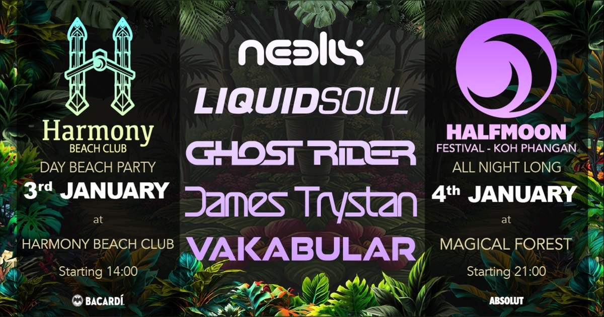 Halfmoon Festival : 3rd & 4th January 2024 / Neelix, Liquid Soul ...