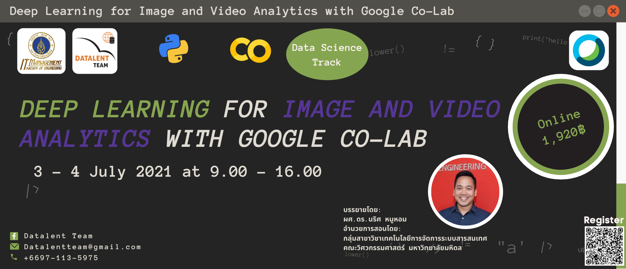 Deep Learning for Image and video Analytics with Google Co-Lab รุ่นที่ 7 | Eventpop | Eventpop