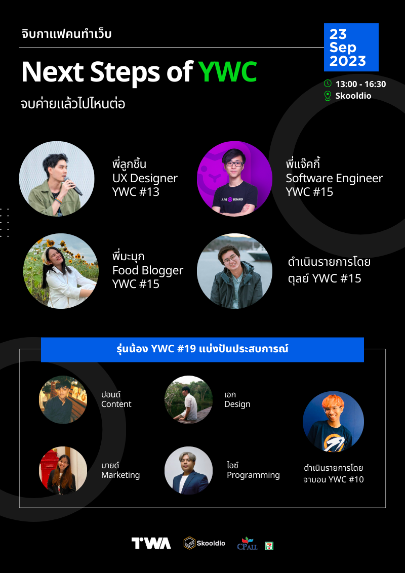 จิบกาแฟคนทำเว็บ หัวข้อ "Next Steps of YWC: จบค่ายแล้วไปไหนต่อ" และการประชุมใหญ่สามัญประจำปี 2566 ...