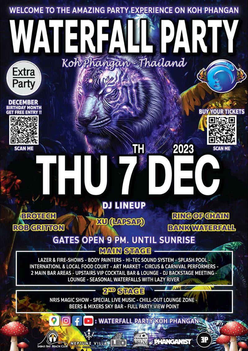 7th December Extra Waterfall Party Koh Phangan (Special Edition) | Eventpop