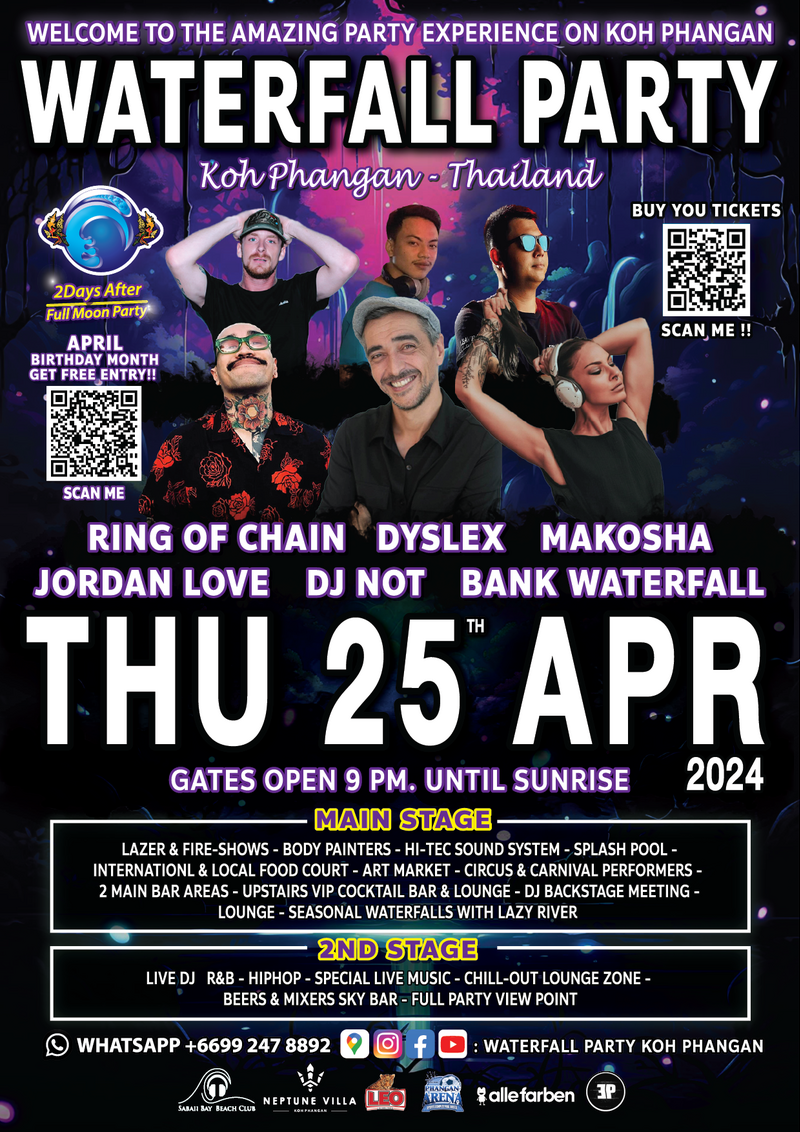 April 25th 2024 Waterfall Festival [2 Days After Full Moon Party ...