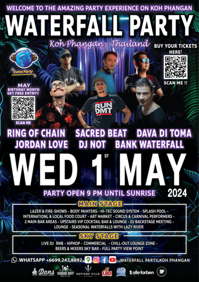 May 1st 2024 Extra Waterfall Party Koh Phangan (Special Edition) | Eventpop