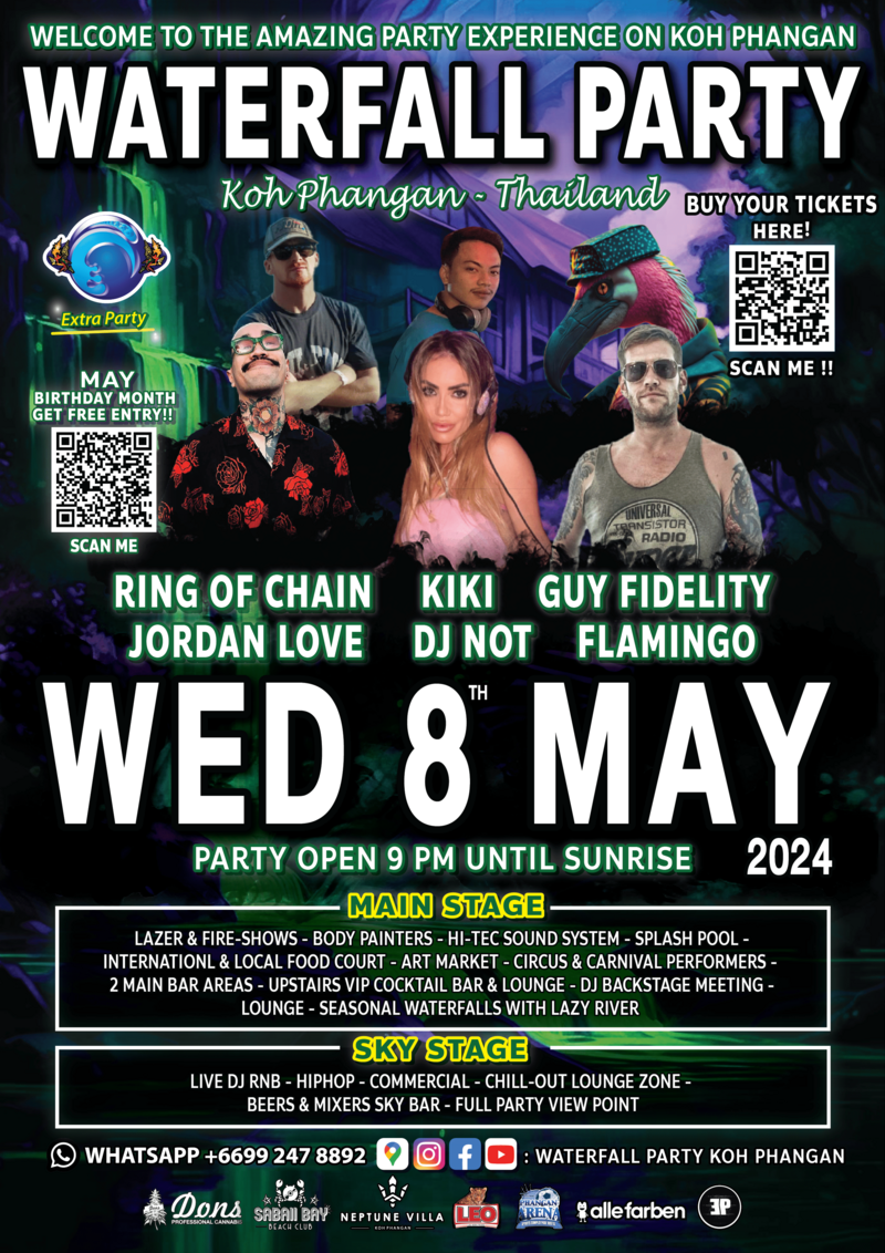 May 8th 2024 Extra Waterfall Party Koh Phangan (Special Edition) | Eventpop