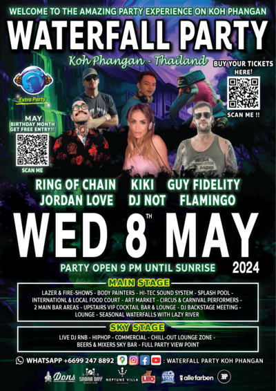 May 8th 2024 Extra Waterfall Party Koh Phangan (Special Edition) | Eventpop