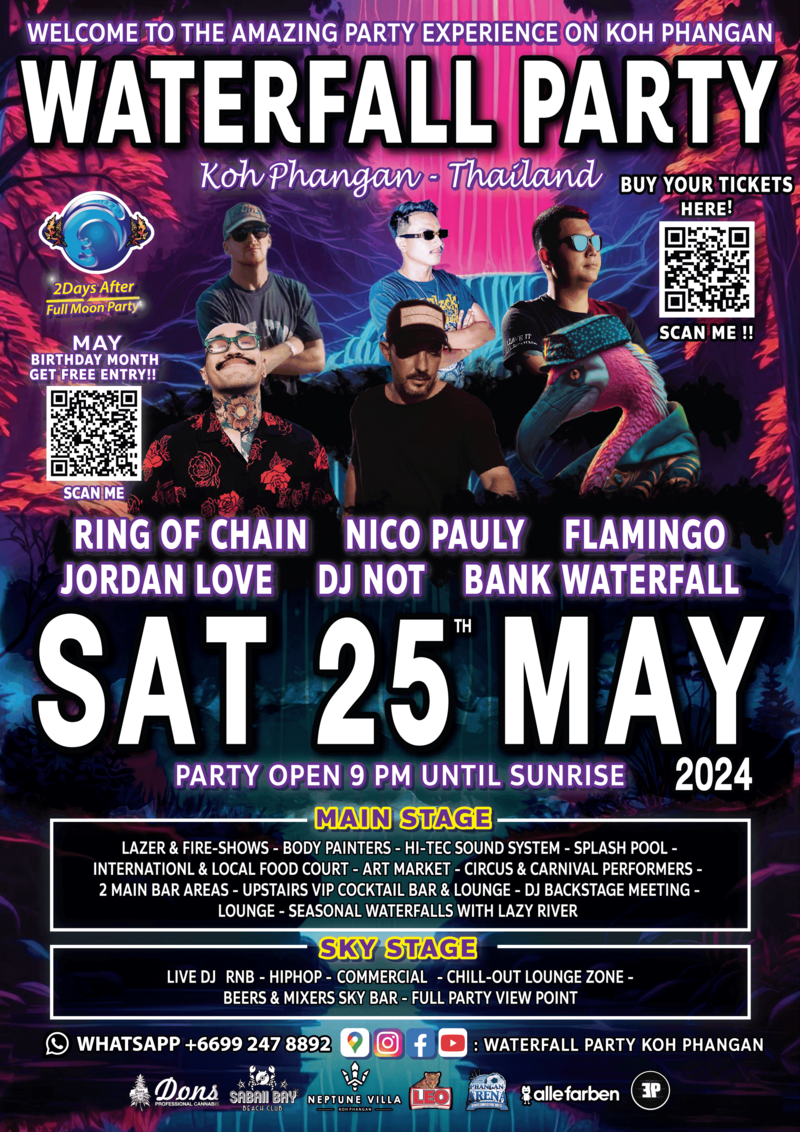 May 25th 2024 Waterfall Festival [2 Days After Full Moon Party] | Eventpop