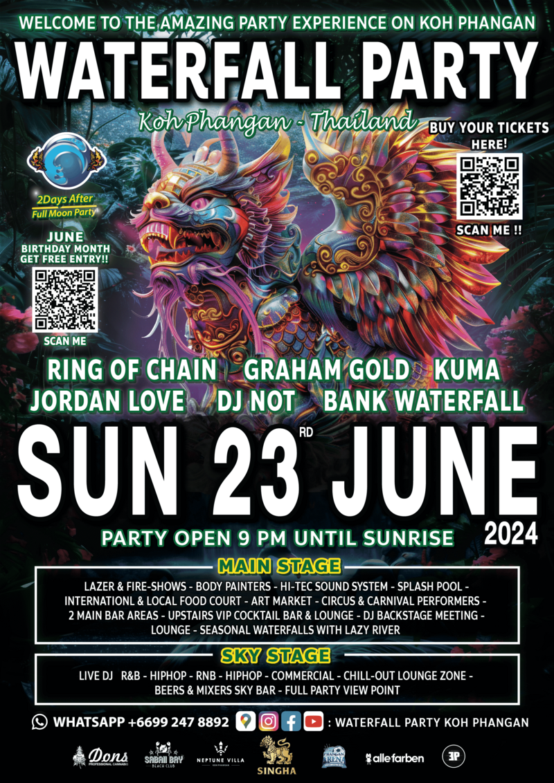 June 23rd 2024 Waterfall Festival [2 Days After Full Moon Party] | Eventpop