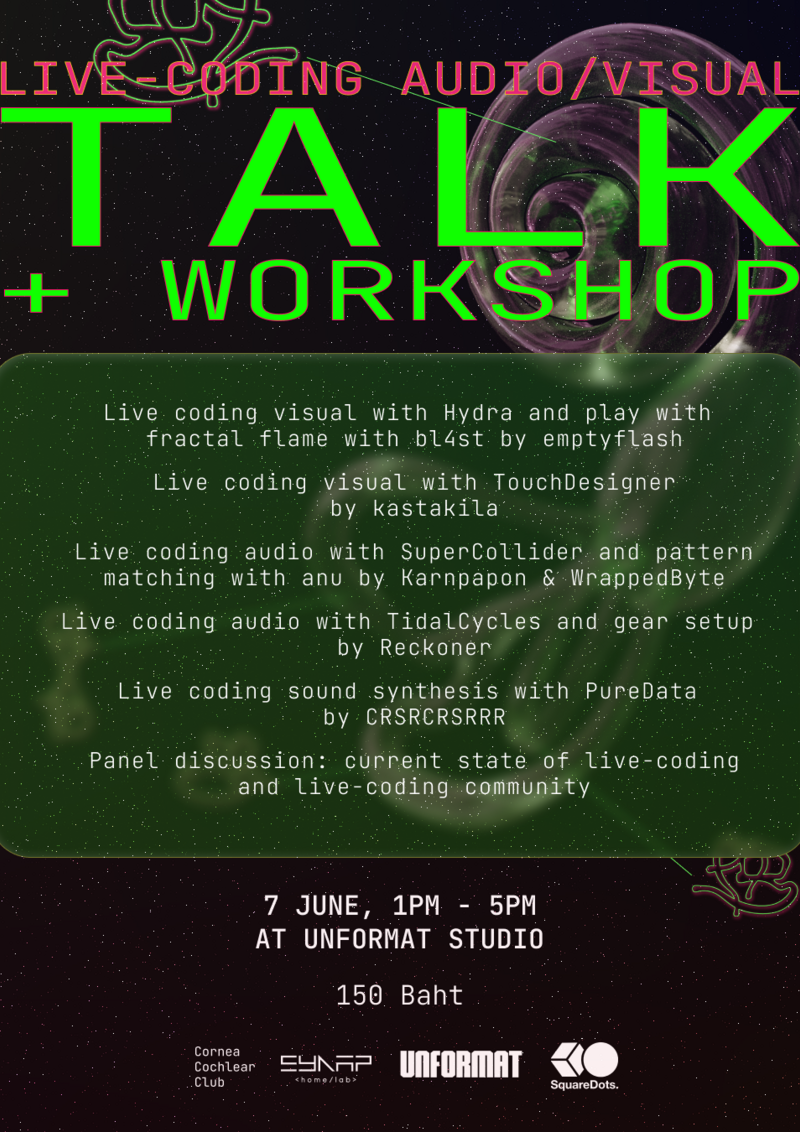 Live-coding Audio/Visual workshop at Unformat Studio on 7 June | Eventpop