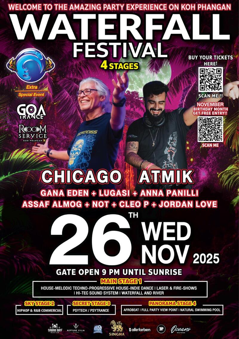 Wednesday, November 26th, 2025 Extra Waterfall Festival Koh Phangan ...