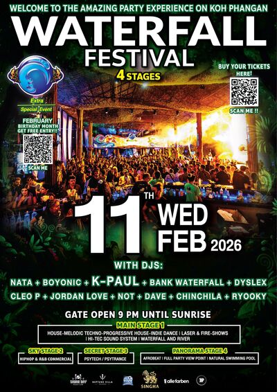 February 11th, 2026 Extra Waterfall Festival Koh Phangan (Special ...